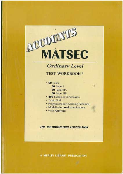 Matsec - Accounts Ordinary Level - test workbook